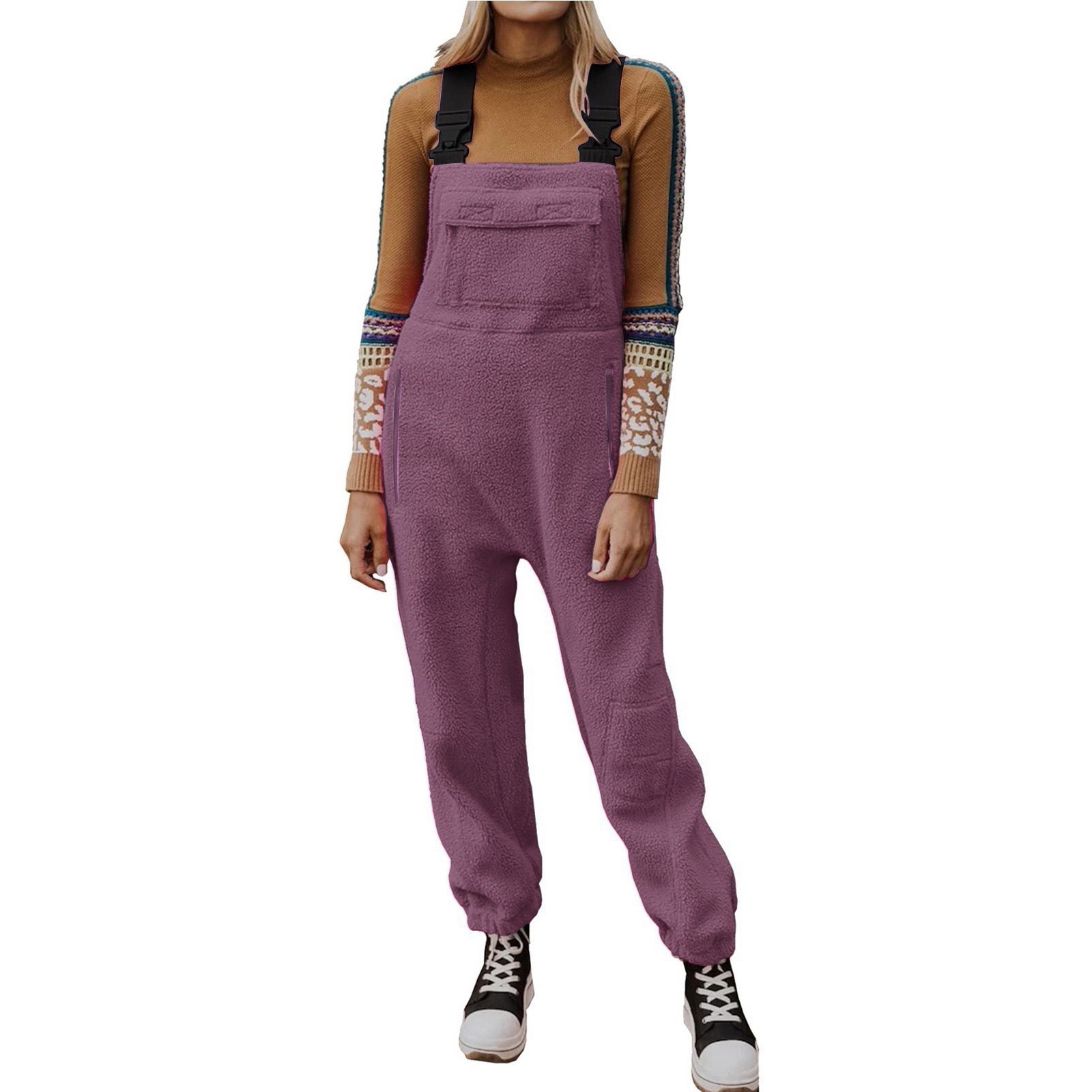 FADAACAI Womens Fleece Overalls Women's Solid Color Fashionable Autumn ...