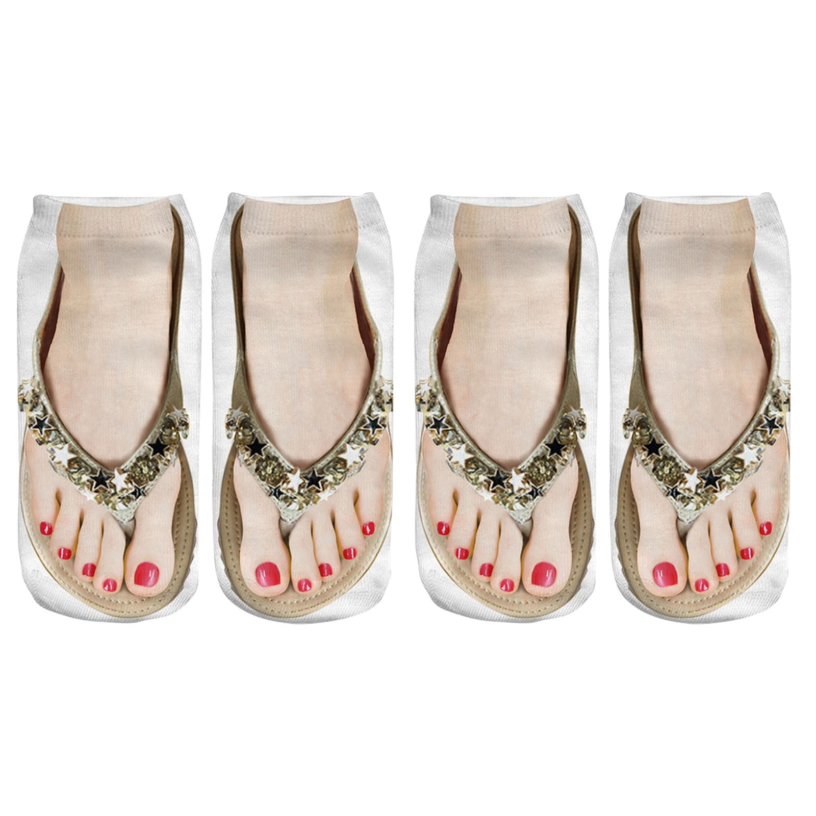 FADAACAI manicure socks Two Pairs Pattern Manicure Print Socks Flip ...