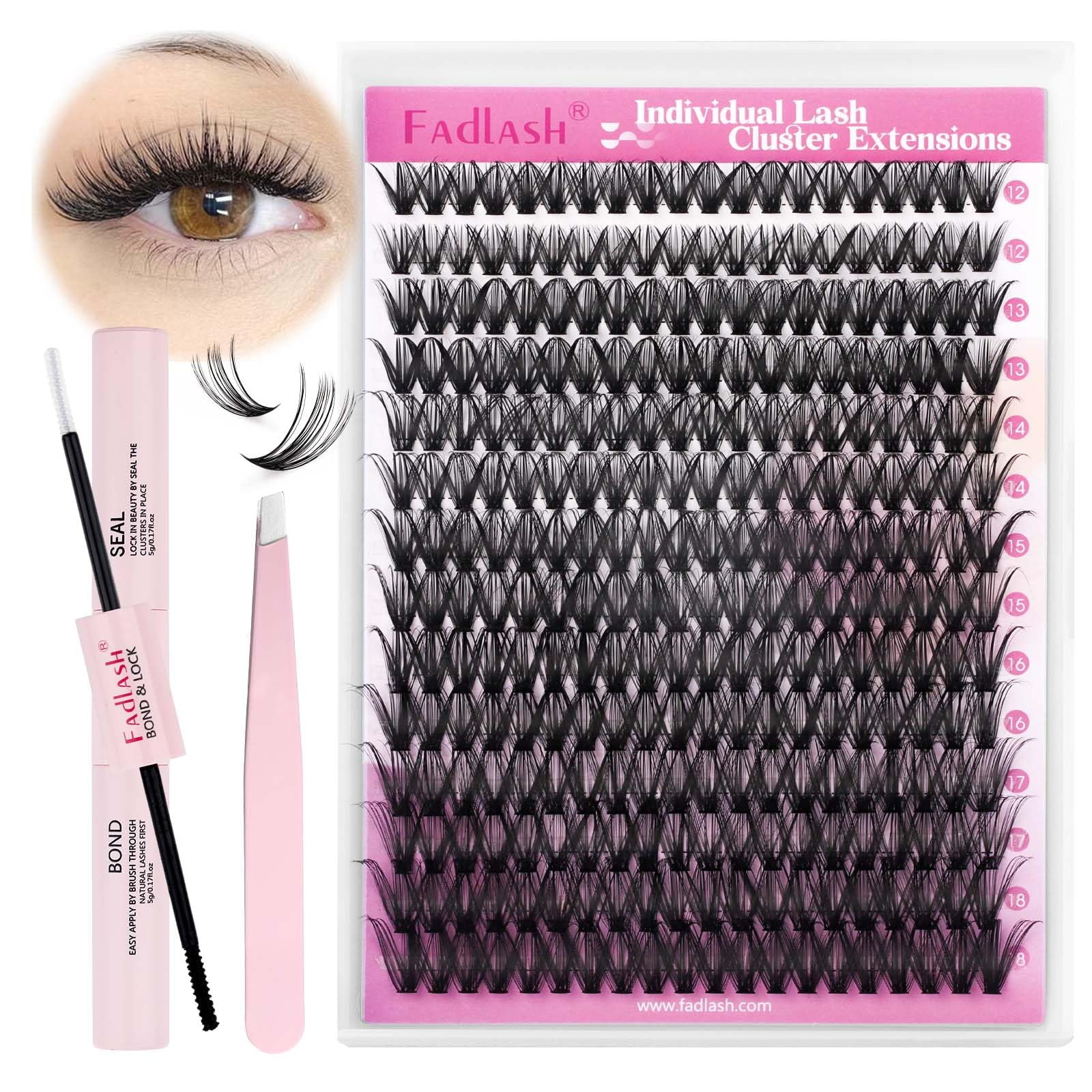 FADLASH DIY Lash Extension SSF20 Kit Individual Lashes Cluster D Curl Eyelash Extension Kit with ...