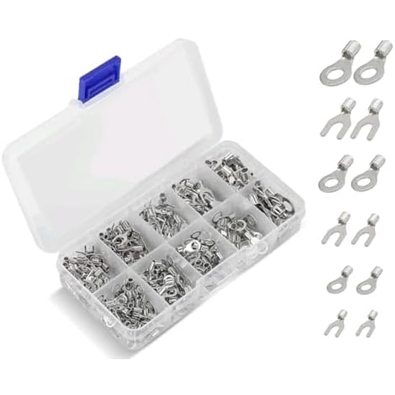 FADRACO Non-Insulated Ring Terminal & Fork Connector Kit, 320pcs 22-16/ ...