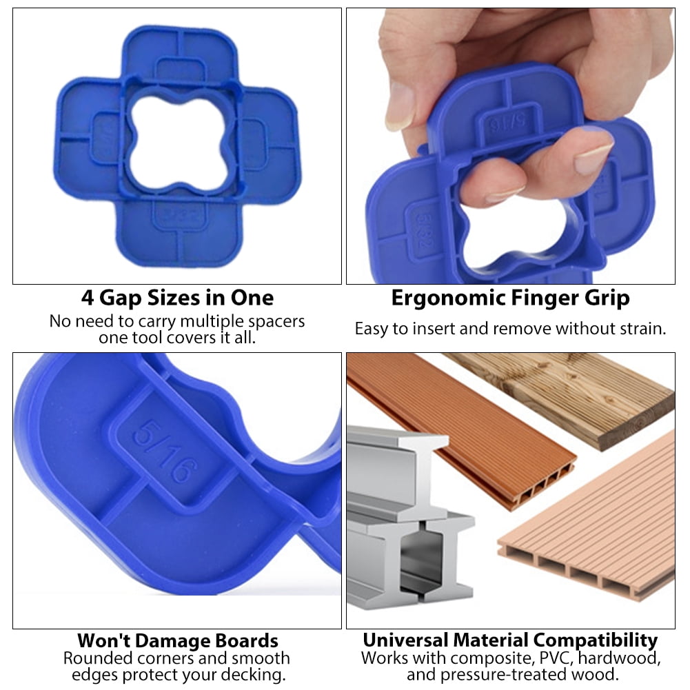 FAFA 4-in-1 Multi-Size Deck Board Spacers Thicknesses Deck Spacers for ...