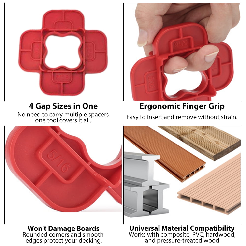 FAFA 4-in-1 Multi-Size Deck Board Spacers Thicknesses Deck Spacers for ...