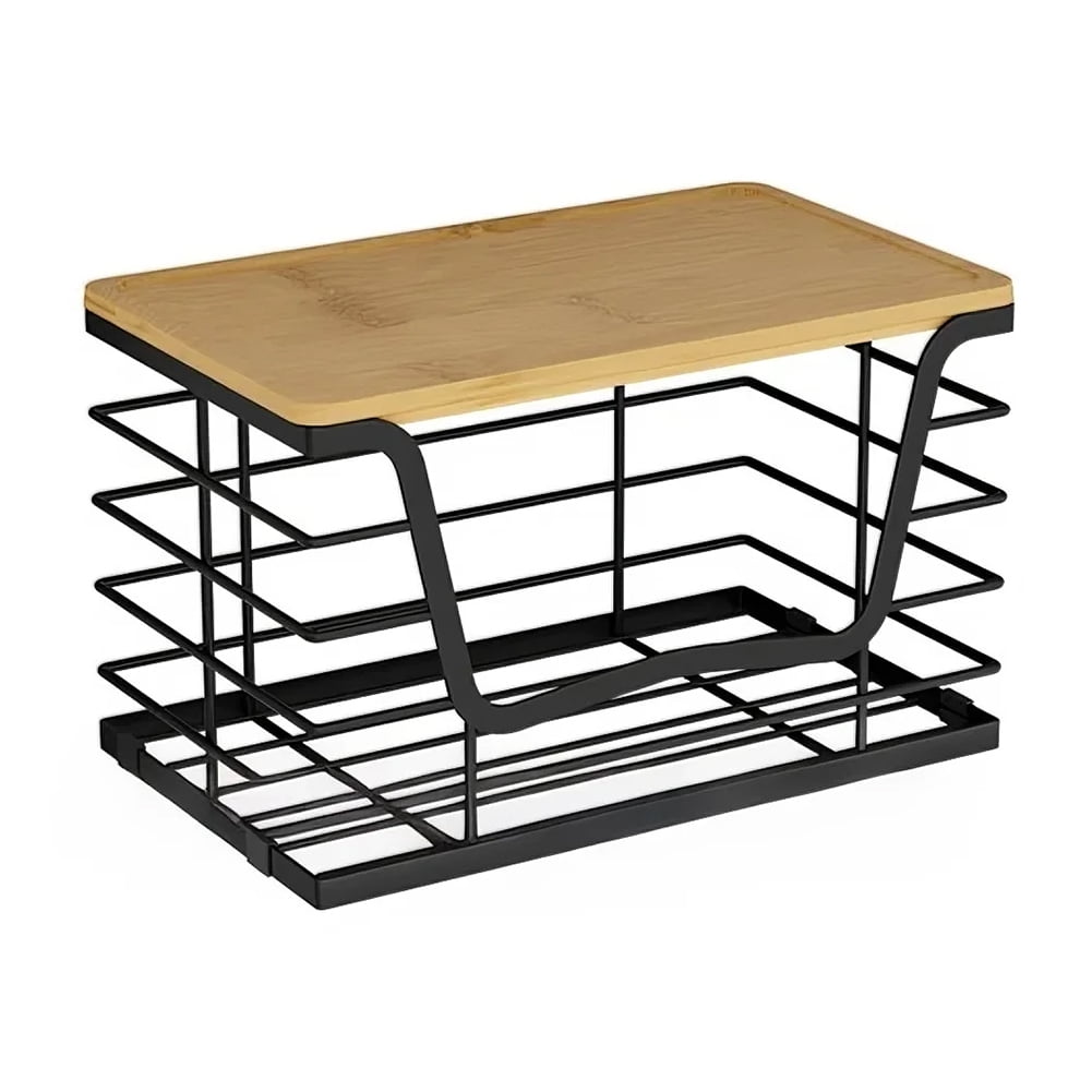 FAFA Trash Bag Holder with Bamboo Top, Wall Mount Standard Garbage Bag ...