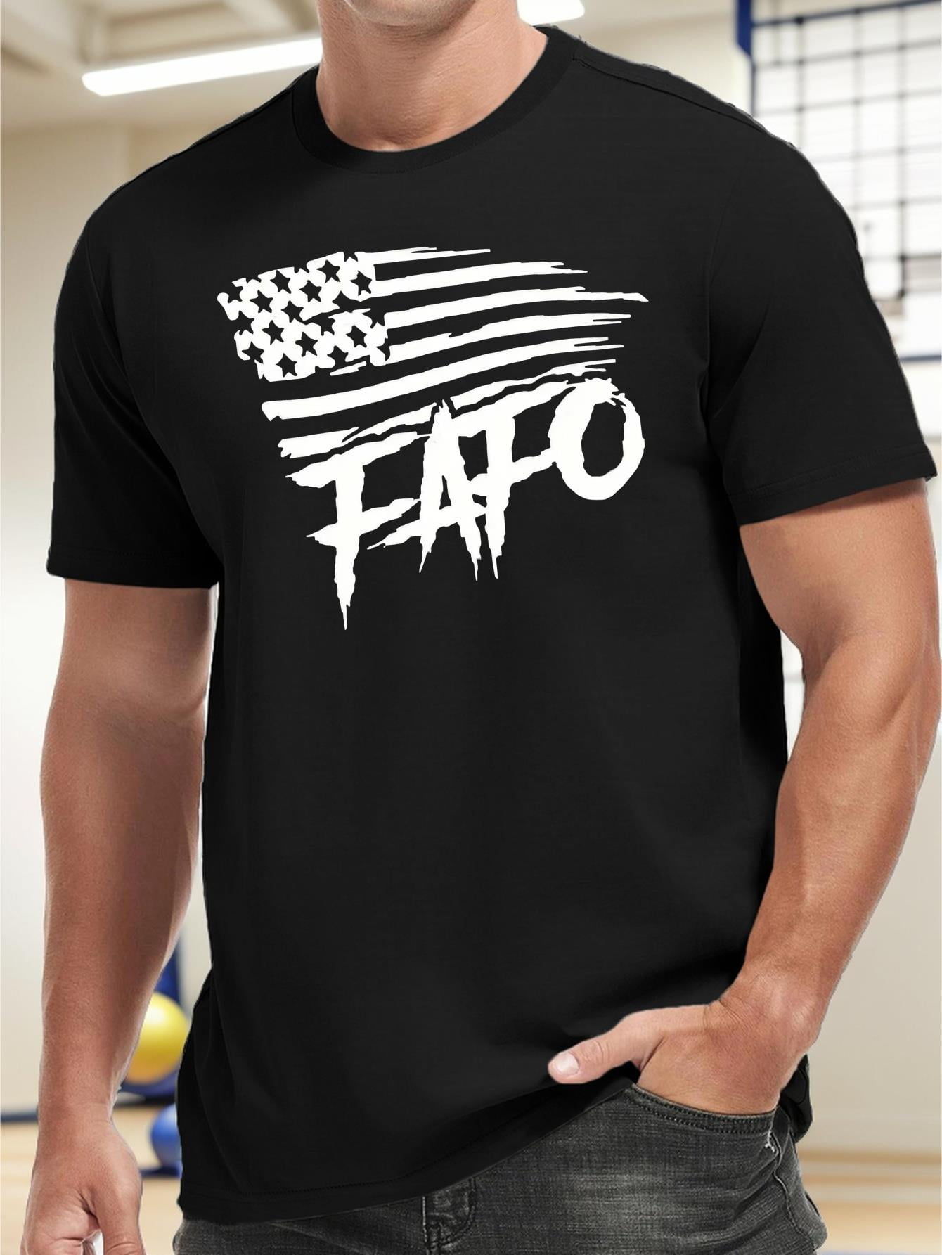FAFO Letter Print Men's T-Shirt, Crew Neck Short Sleeve s For Summer ...