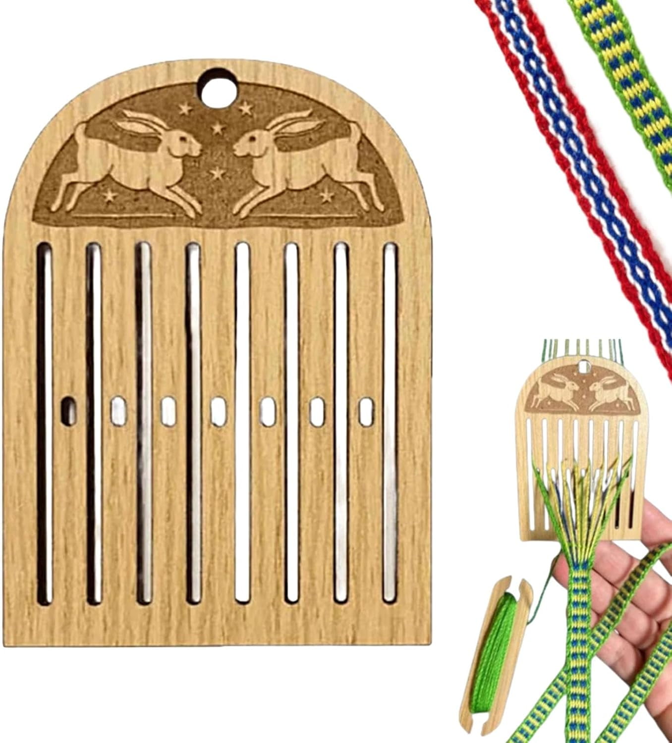 FAFVI Rigid Heddle Backstrap Loom Kit for Bandweaving, Small Wooden ...