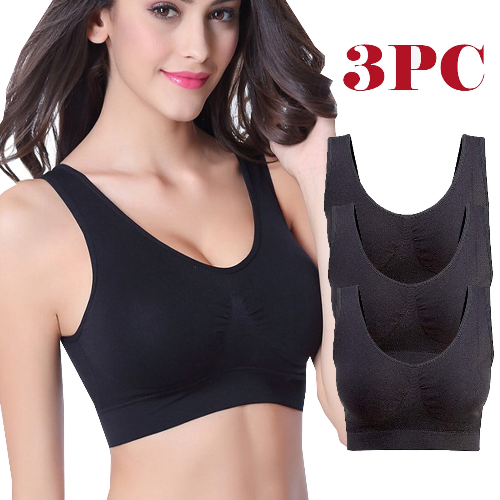 FAFWYP 3-Pack Plus Size Sports Bras for Women,Large Bust High Impact ...