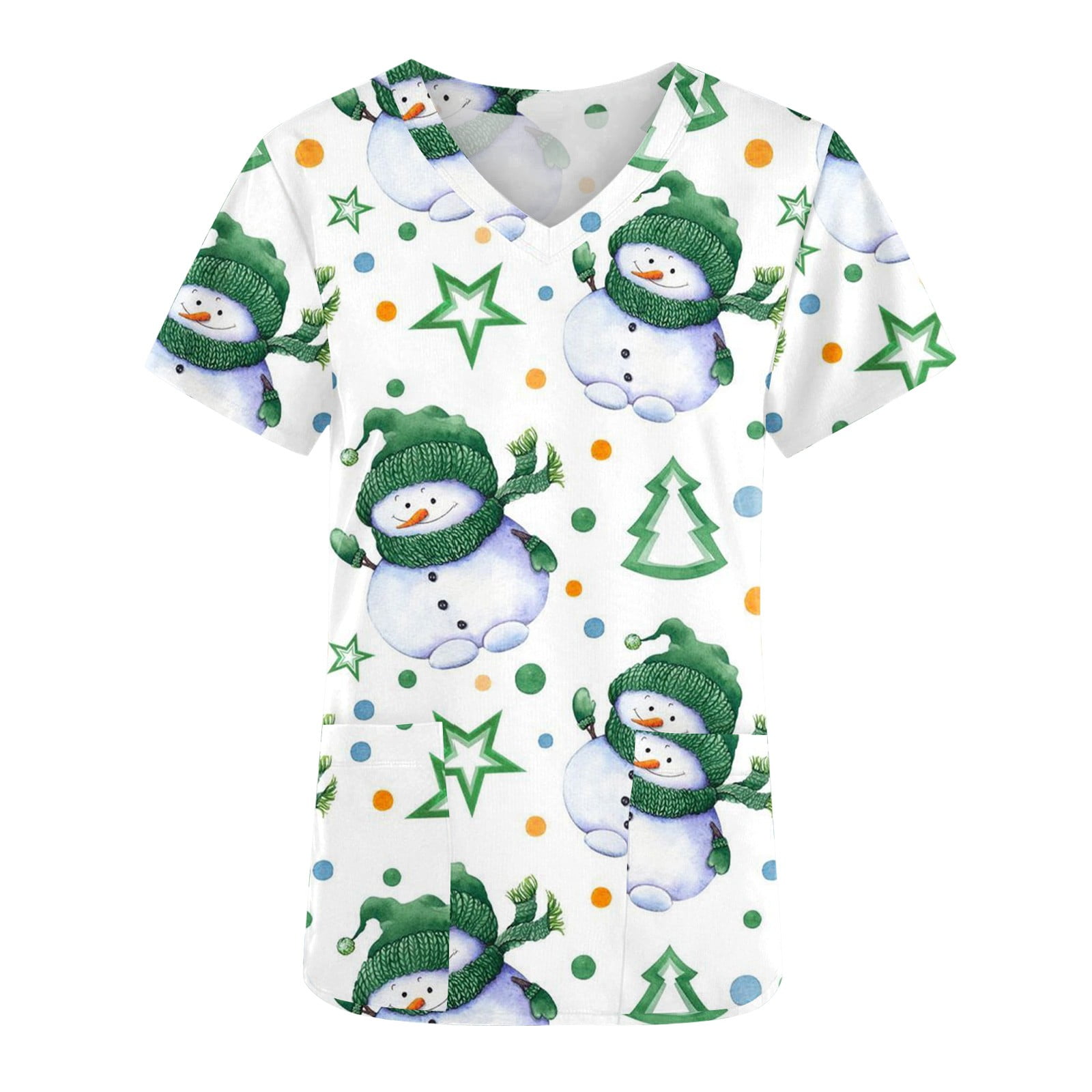 FAFWYP Christmas Scrubs for Women, Womens Xmas Holiday Nursing Shirts ...