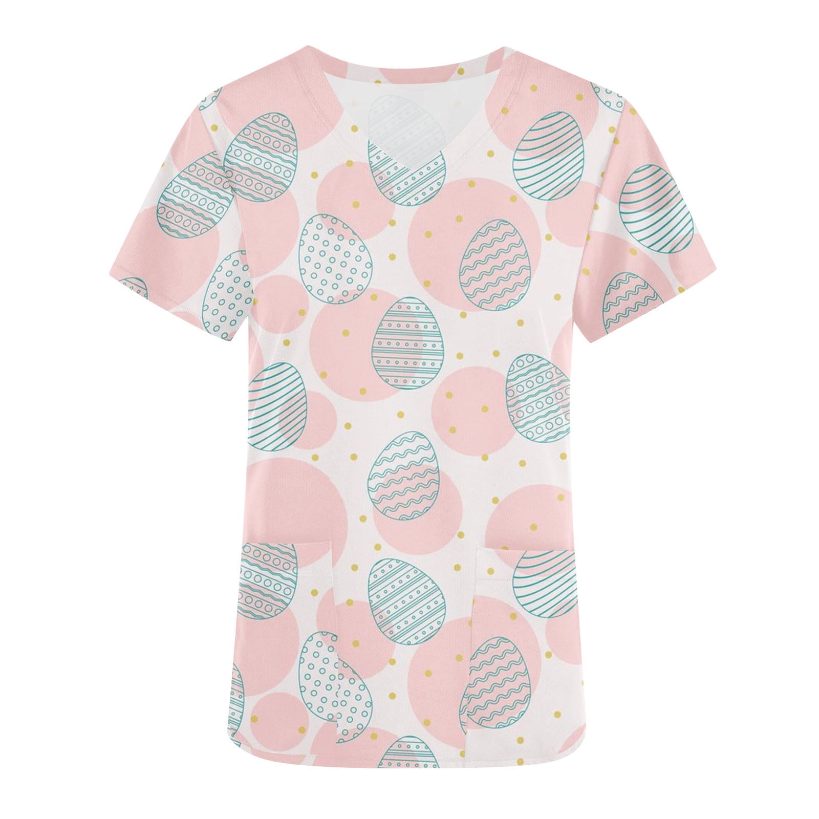 FAFWYP Easter Day Scrubs for Women,Womens Cute Rabbit Print Scrubs Tops ...