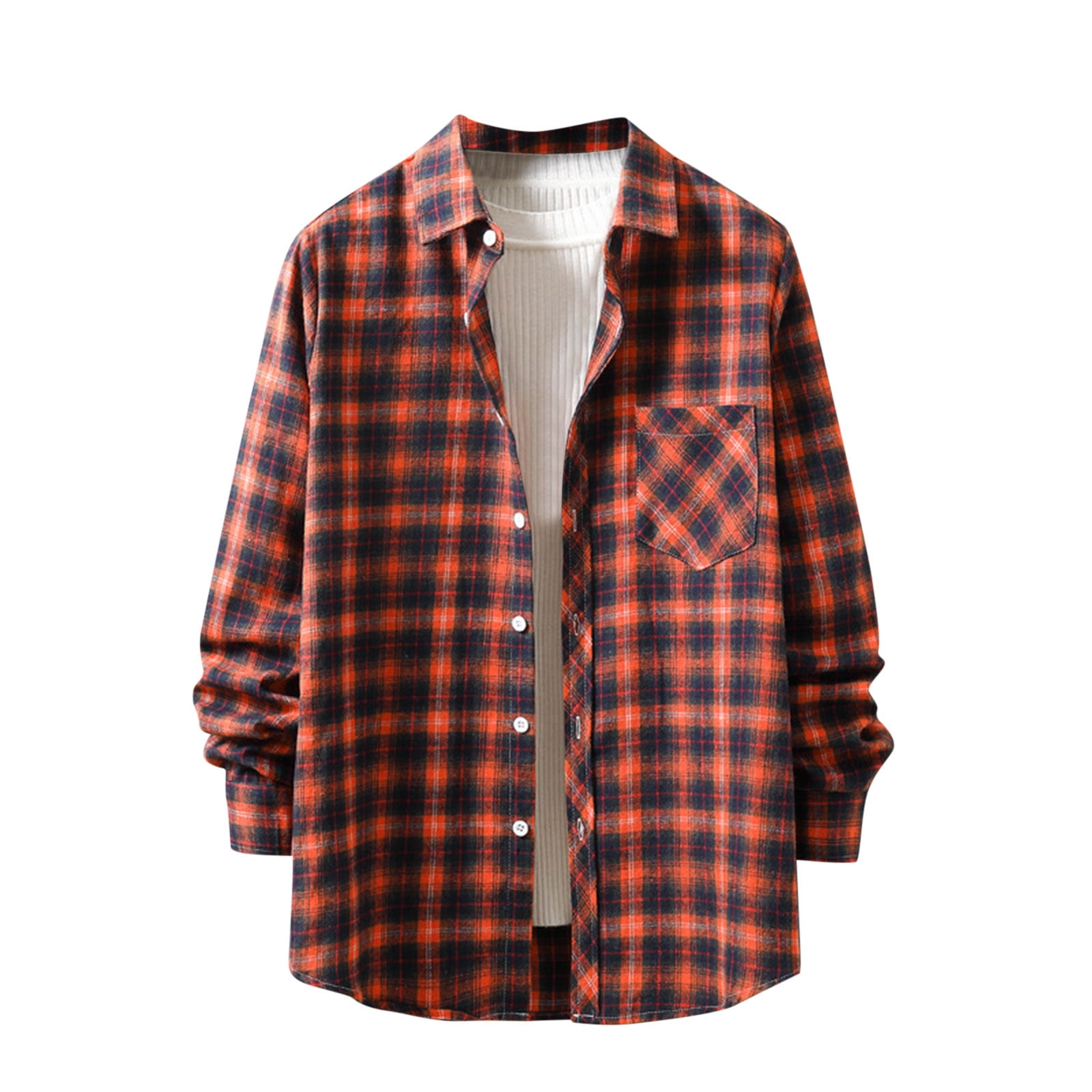 FAFWYP Flannel Shirt for Men, Casual Long Sleeve Plaid Flannel Shirts ...