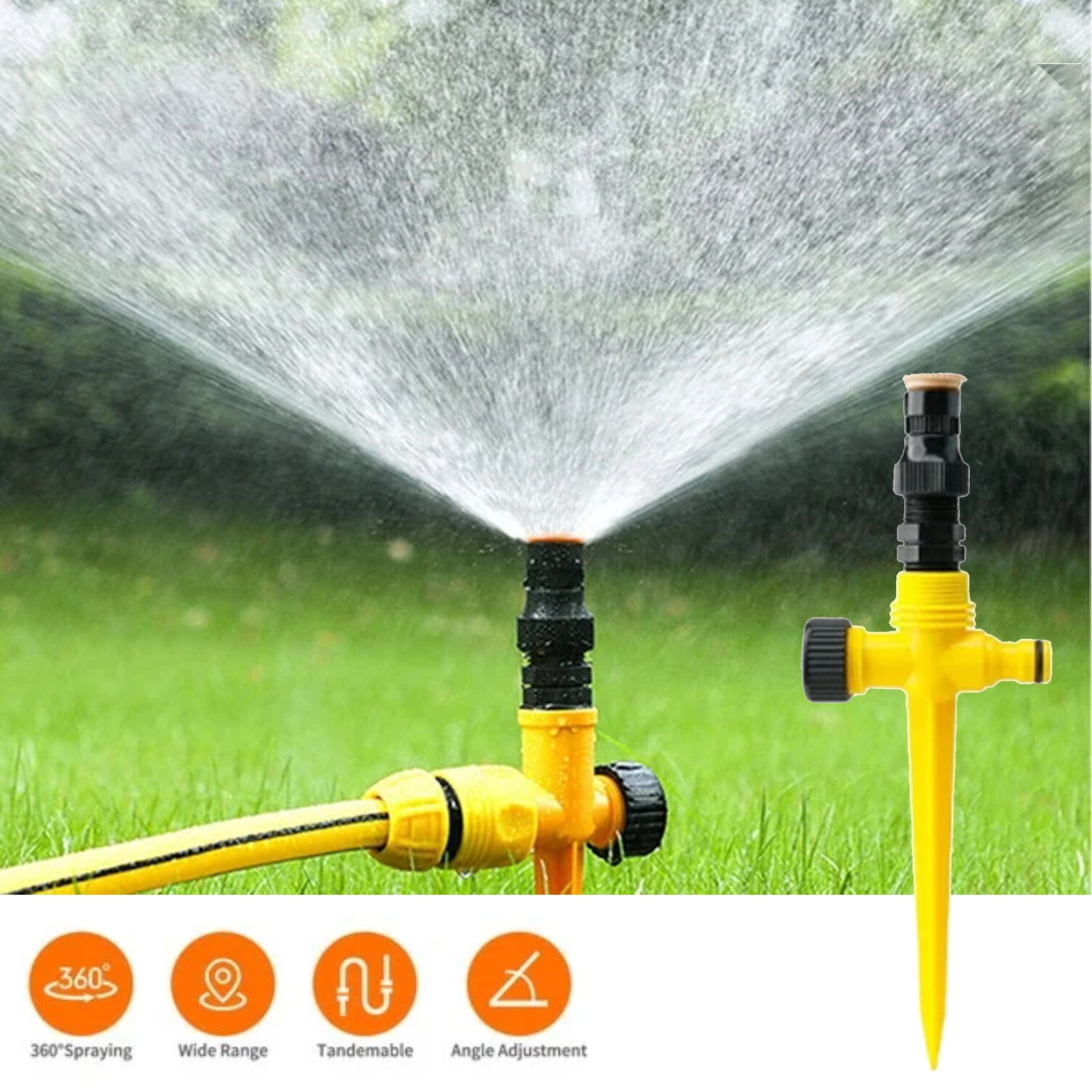 FAFWYP Lawn Sprinkler, Automatic 360 Rotating Adjustable Garden Water ...