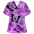 Fafwyp Plus Size Scrubs For Womenwomens Butterfly Print Scrubs Tops Nurse Summer Short Sleeve V