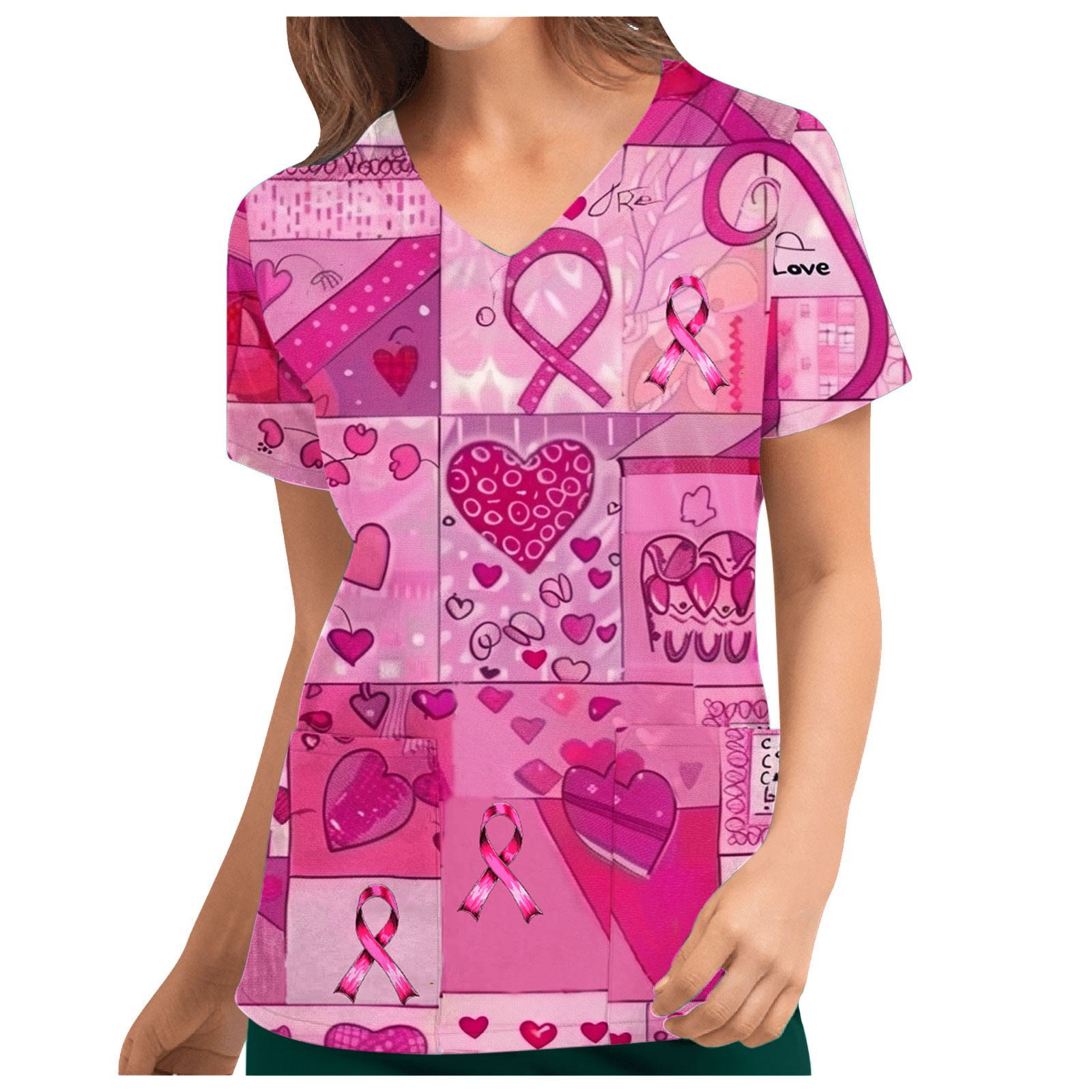 FAFWYP Scrubs for Women, Breast Cancer Awareness Professionals Holiday ...