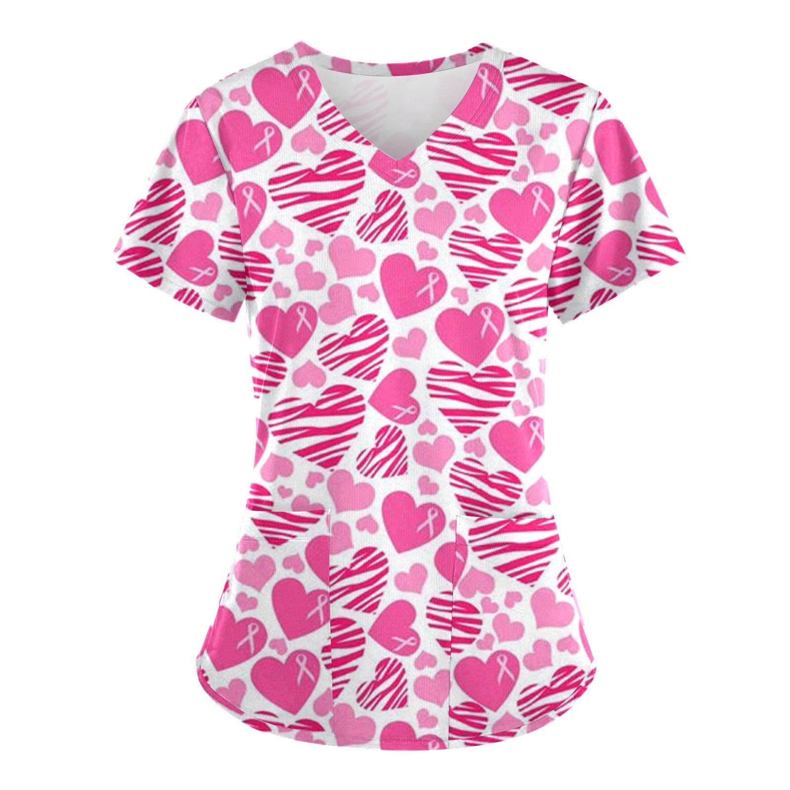 FAFWYP Valentines Day Scrubs for Women,Womens Heart Print Scrubs Tops ...