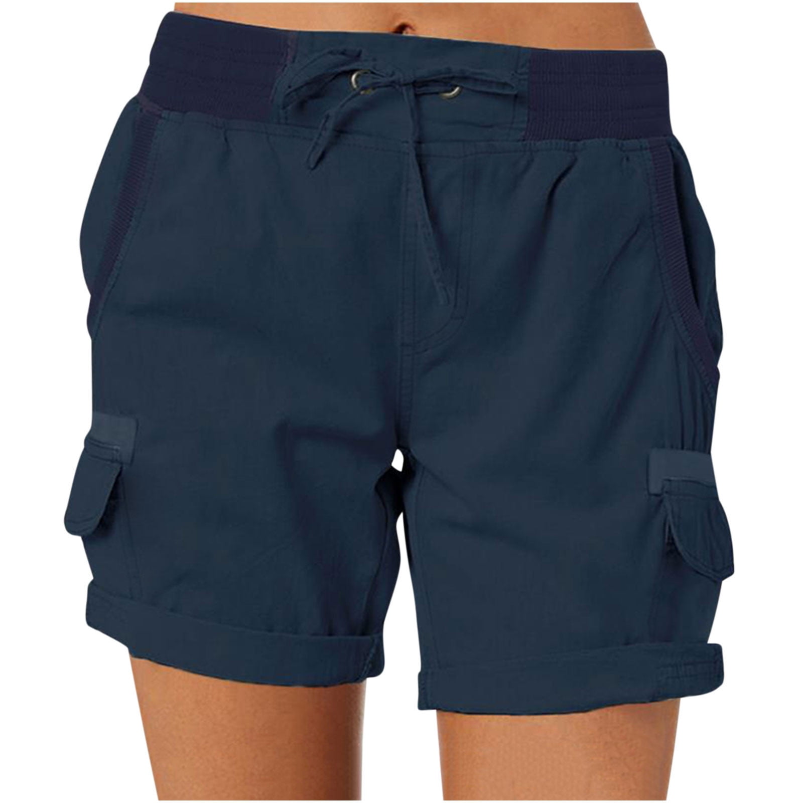 Fafwyp Womens Plus Size Stretch Cargo Shorts Fashion Casual Solid