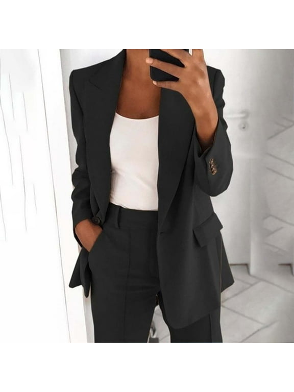 Women's Casual Office Wear Open Draped Front 3/4 Sleeves Basic Solid ...