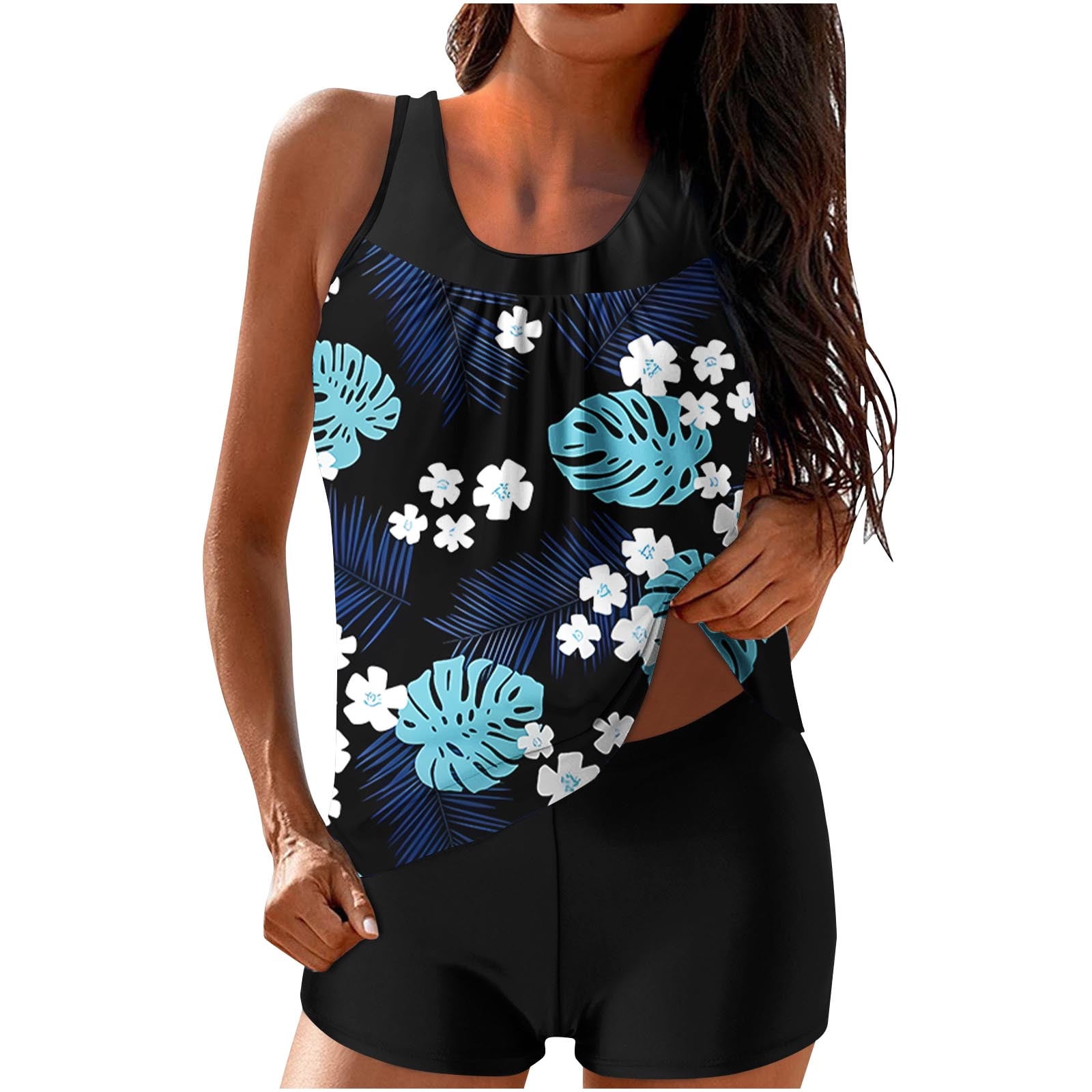 FAFWYP Womens Tummy Control Tankini Bathing Suits 2 Piece Plus Size ...