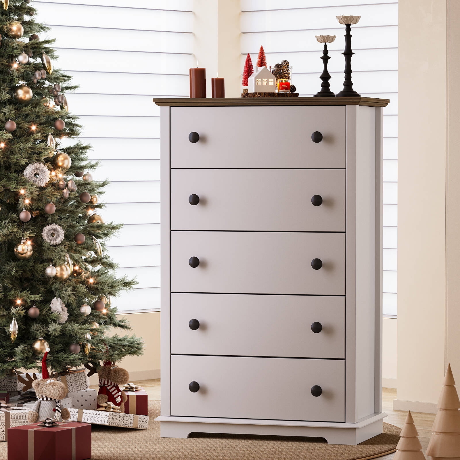 FAGAGA 5 Drawers Dresser Chests for Bedroom, Modern Storage Cabinet for ...