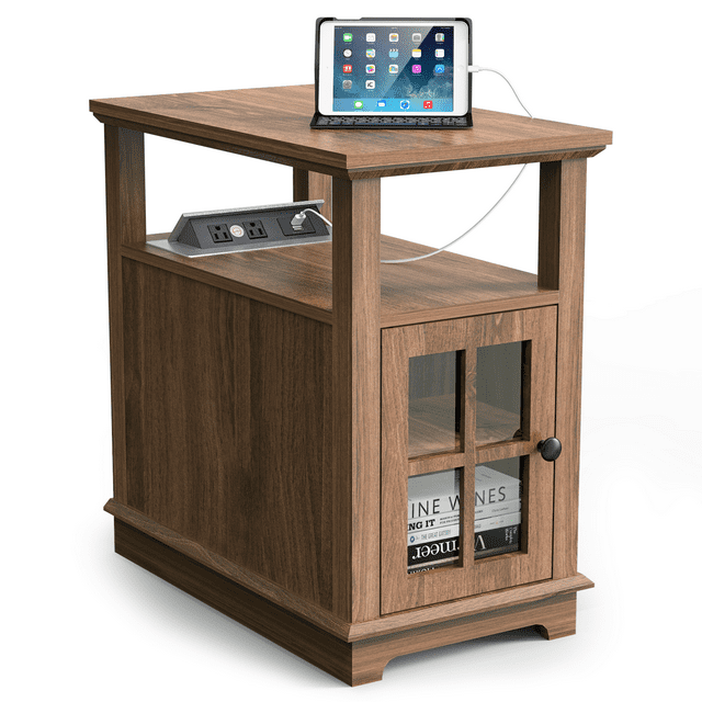 FAGAGA Accent End Side Table with Charging Station and Storage for ...
