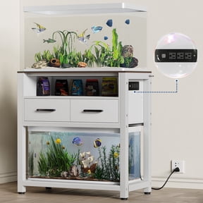 Dextrus 55-75 Gallon Fish Tank Stand with Electrical Sockets & RGB ...