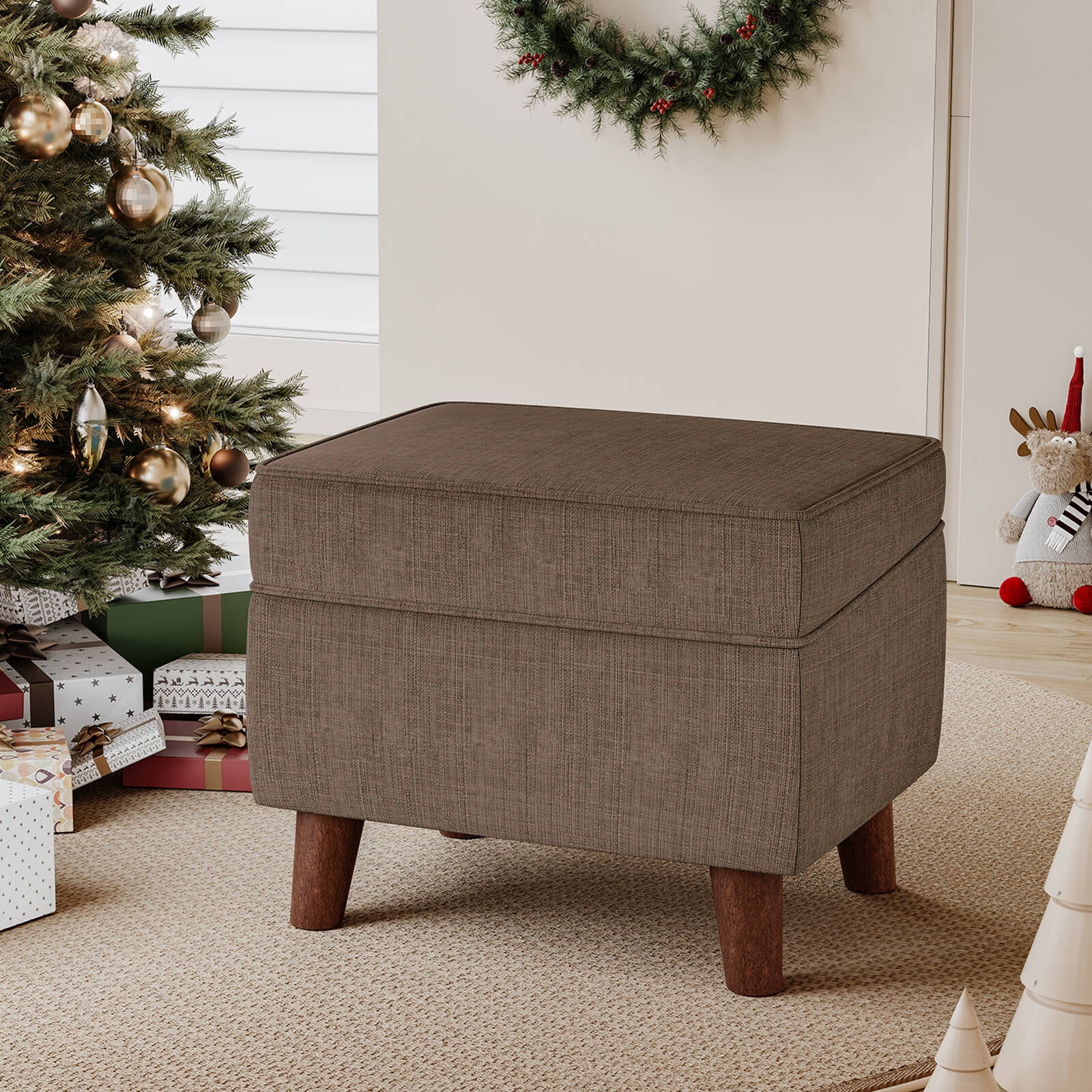 FAGAGA Large Footstool Ottoman, Foot Stool with Adjustable Cover for ...
