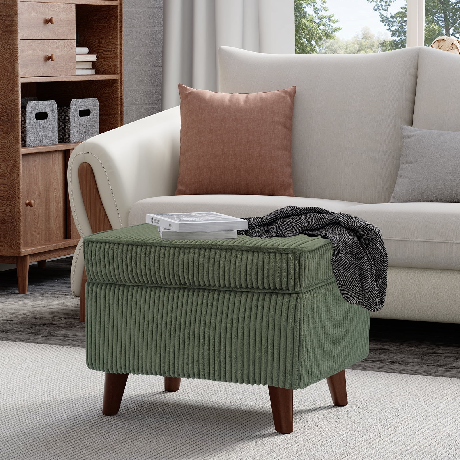 FAGAGA Large Storage Ottoman, Adjustable Foot Stool for Living Room ...