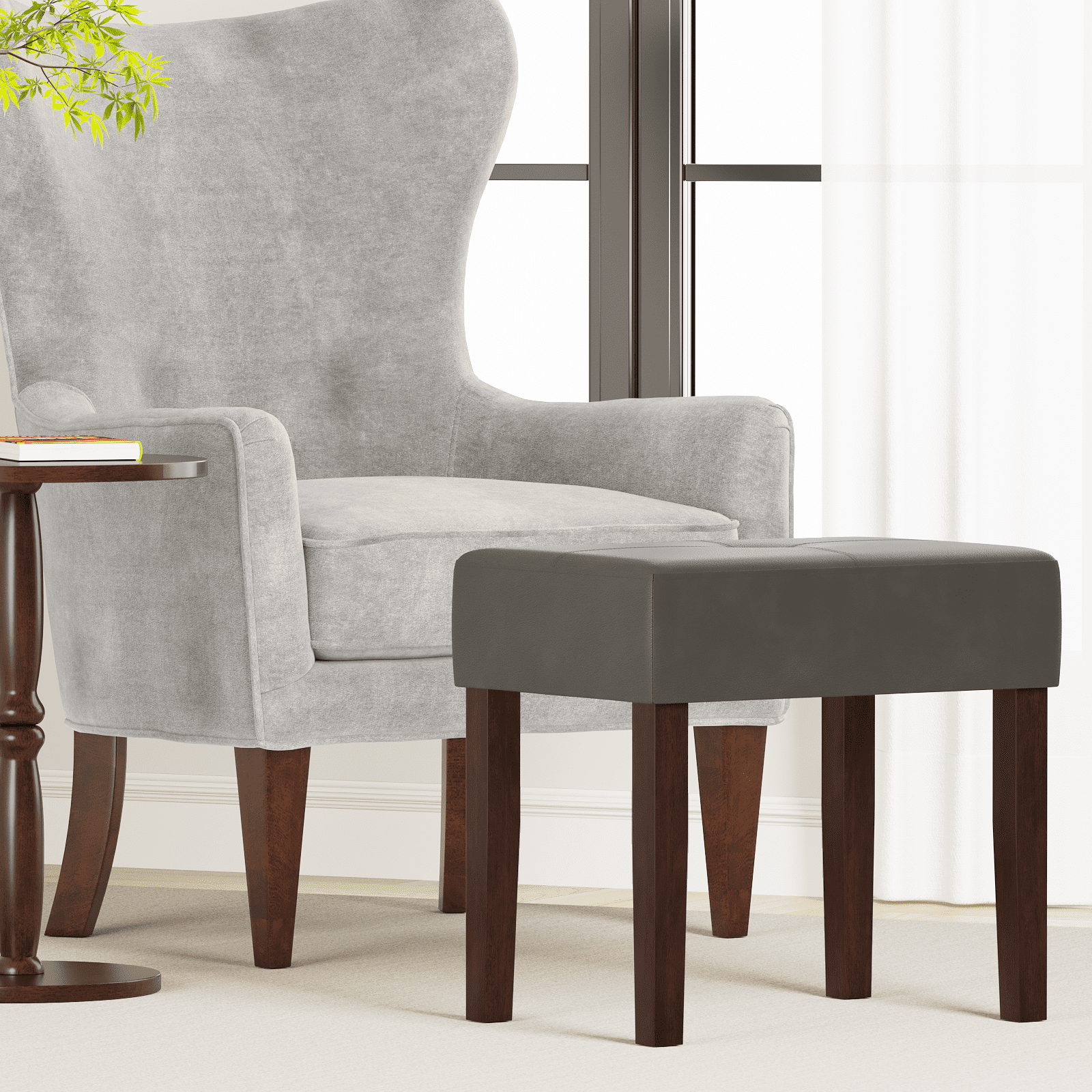 Modern Small Faux PU Leather Footstool Ottoman Footrest Stool Seat ...