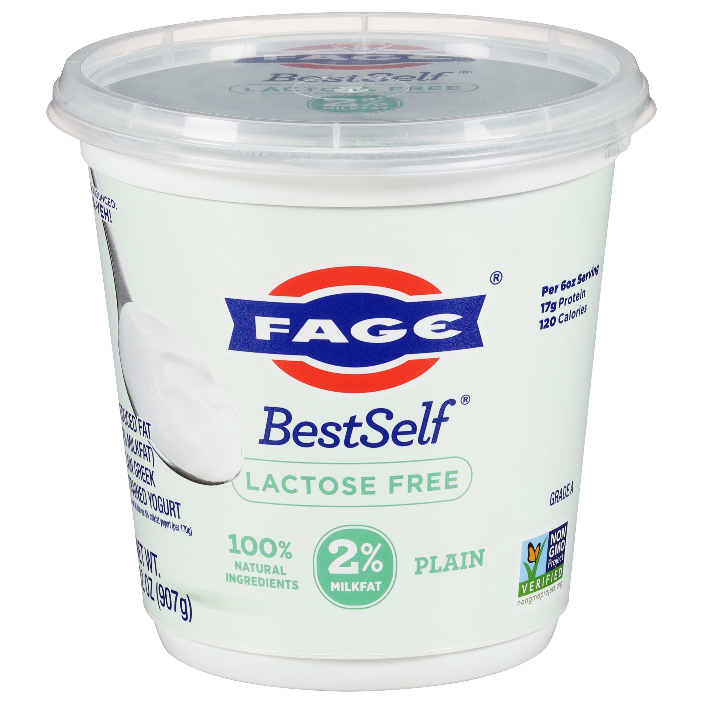 FAGE BestSelf All Natural Reduced Fat Plain Lactose Free Greek Strained ...