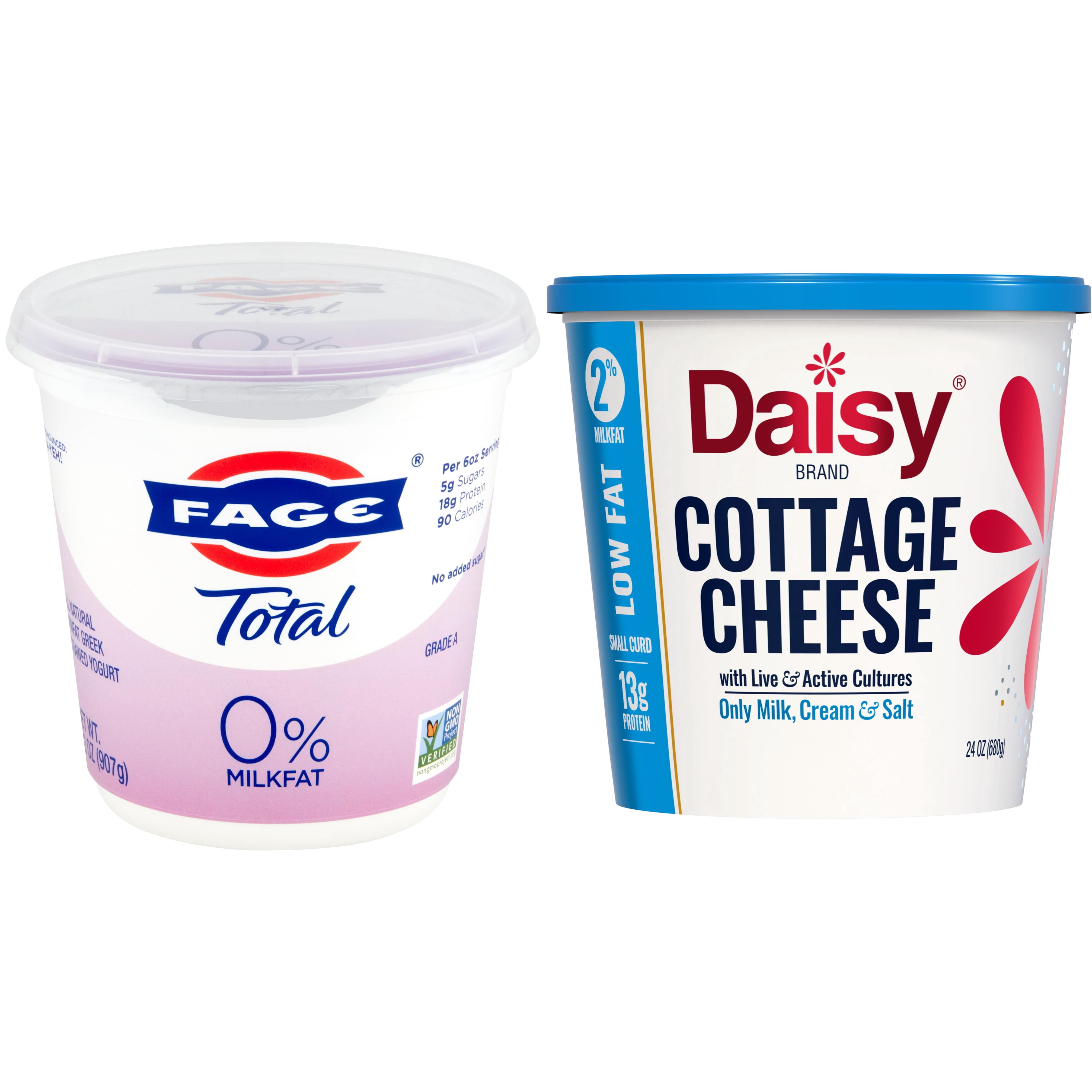 FAGE Total 0% Plain Greek Yogurt & Daisy Low Fat Cottage Cheese ...