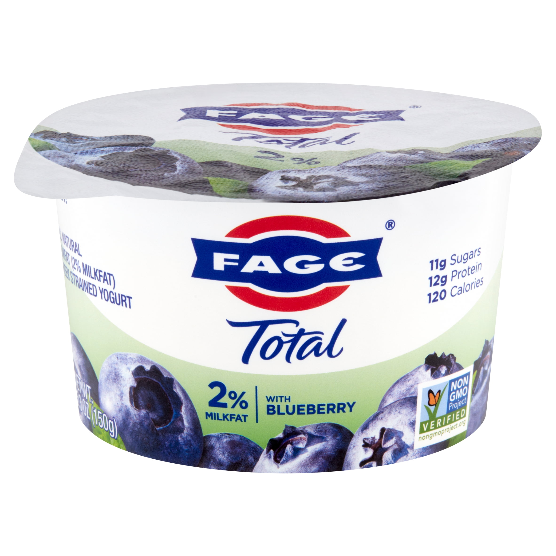 FAGE Total Reduced Fat Blueberry Greek Strained Yogurt 5.3 oz Protein ...