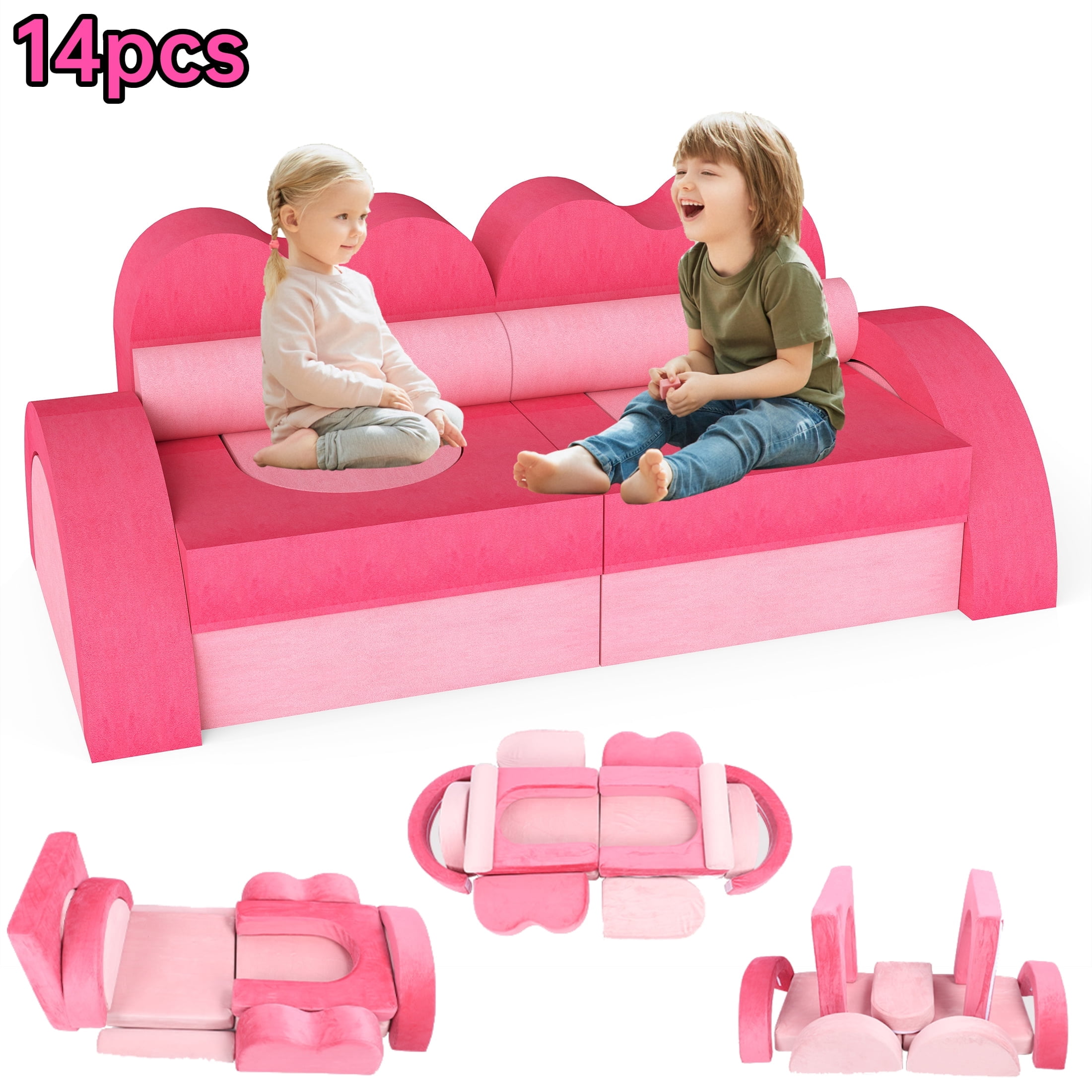 FAGINEY 14PC Modular Kids Play Couch, Foam Couch for Toddlers Set, DIY ...