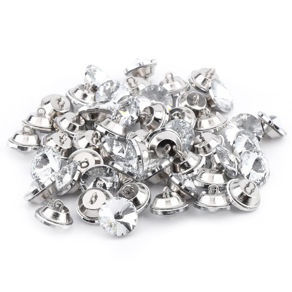 50pcs 25mm Crystal Rhinestone Buttons Clear Tufting Buttons with Metal ...