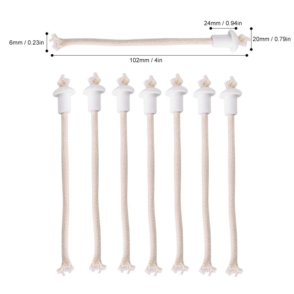 7Pcs Cotton Wick with Ceramic Holder for Oil Lamp Alcohol Lamp Wine ...