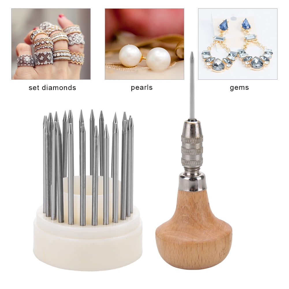 FAGINEY Diamond Stone Beading Set Graver Jewelry Tools, 23 Piece ...
