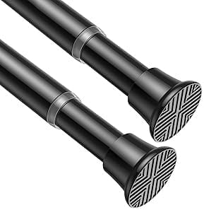 FAGRSA-2 Pack Black Spring Tension Curtain Rods 18-36 Inch Adjustable ...