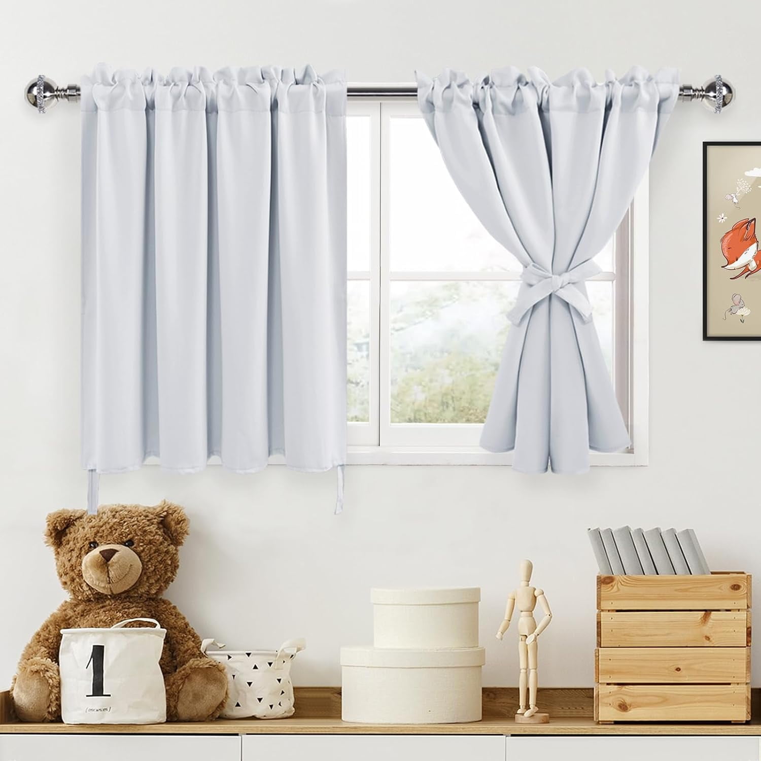 FAGRSA-30 Inch Short Curtains for Bedroom, Solid Light Block Blinds for ...