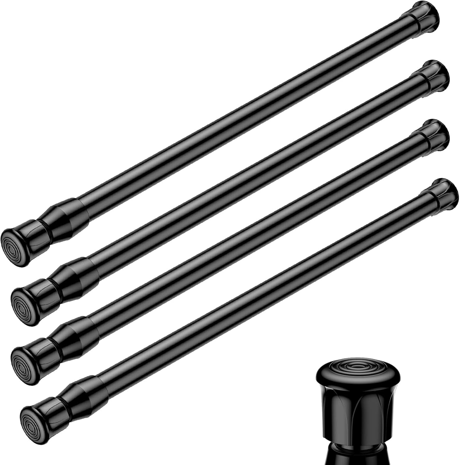 FAGRSA-4PCS Black Tension Curtain Rods No Drilling Small Tension Rods ...