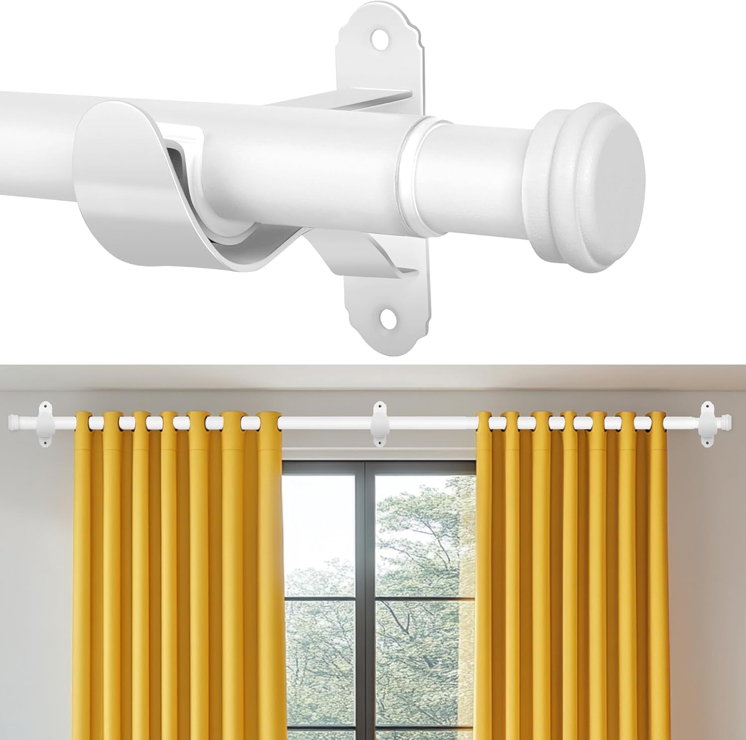 FAGRSA-Heavy Duty Gold Curtain Rods for Windows 48 to 84 Inch ...