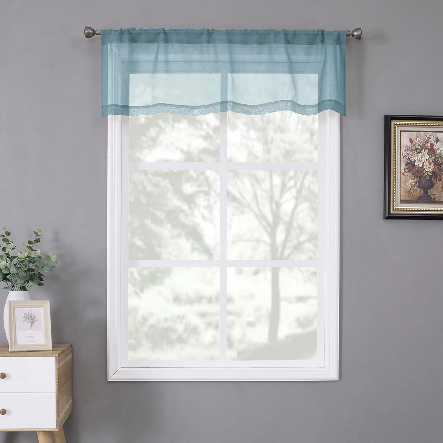 FAGRSA-Sheer Valance Linen Textured Bedroom Valance Curtains Sheer ...