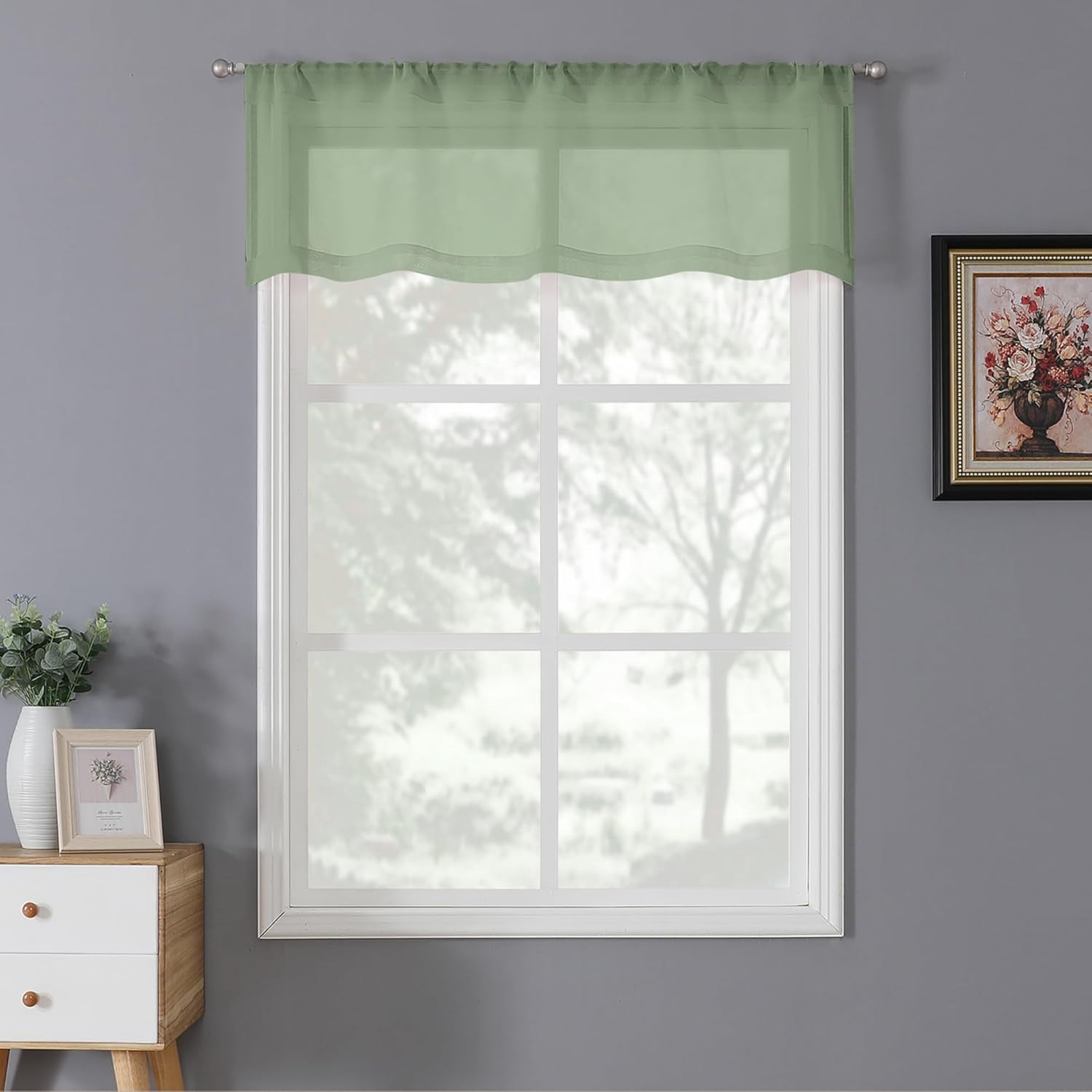 FAGRSA-Sheer Valance Linen Textured Bedroom Valance Curtains Sheer ...