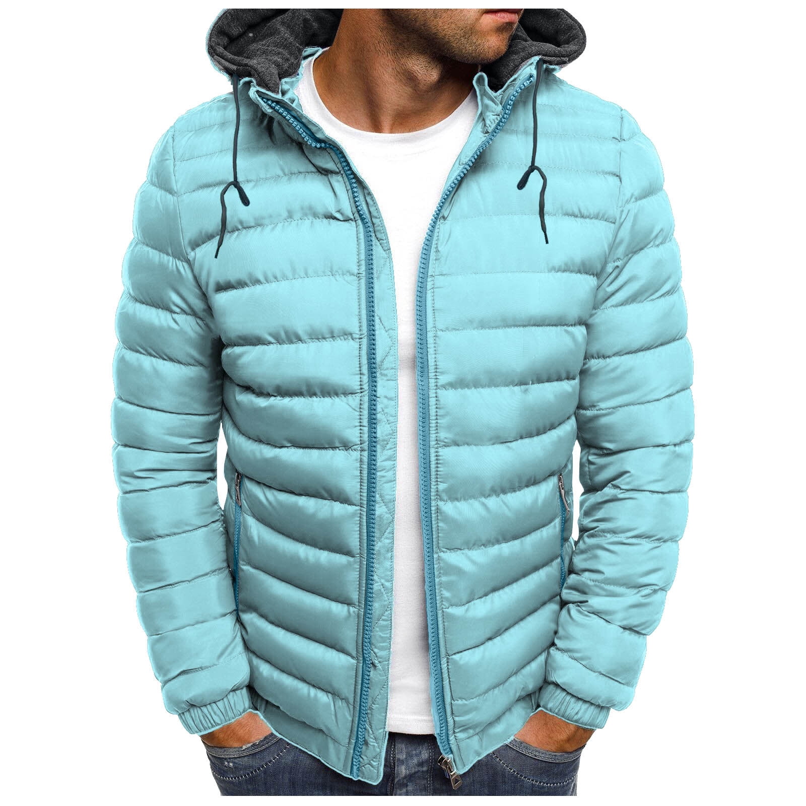 FAHUOMU Men's Winter Down Puffer Jacket Packable Lightweight Hooded ...