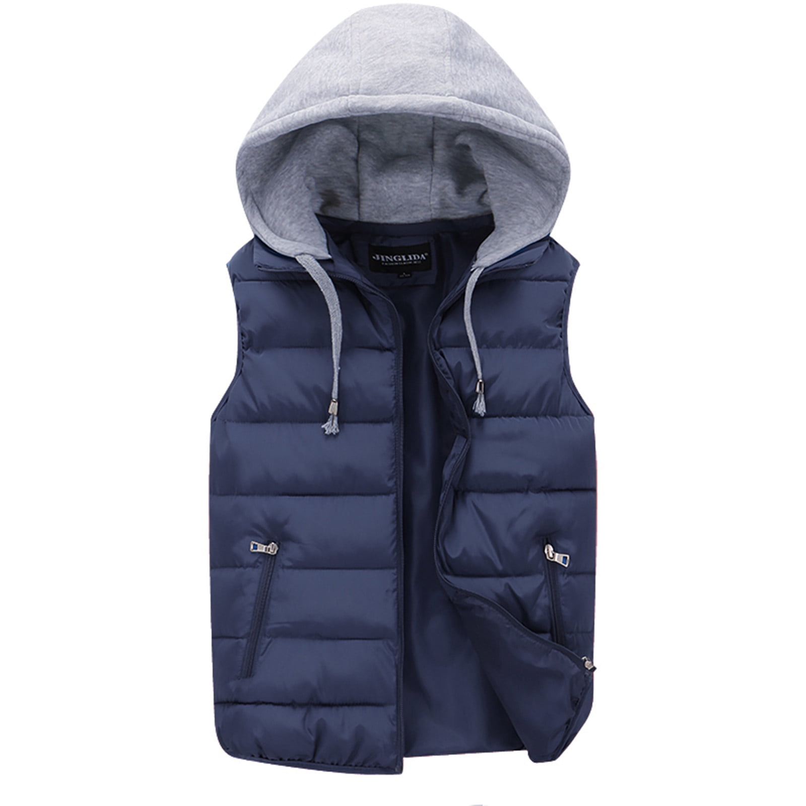 FAHUOMU Winter Vest for Men Big and Tall Letter Print Jacket Vest Zip ...