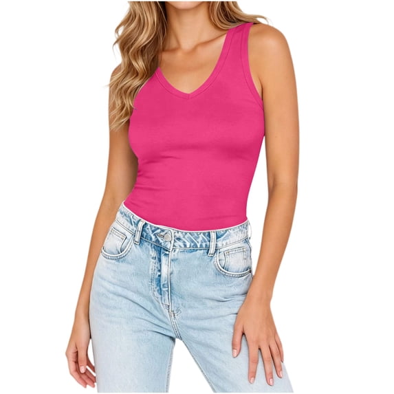 FAHUOMU Women's Athletic Tops Sleeveless Crew Neck Side Split Summer ...