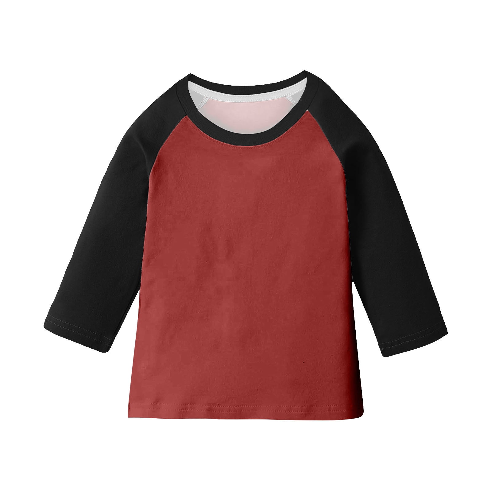 FAHXNVB 3/4 Sleeve Crewneck T-Shirts for Girls Classic Color Block ...
