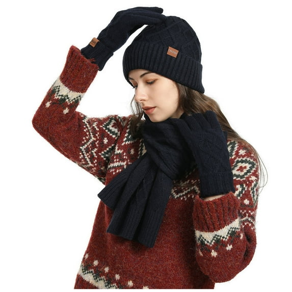 FAHXNVB 3PCS Winter Beanie Hat Scarf Touchscreen Gloves Set for Men and ...