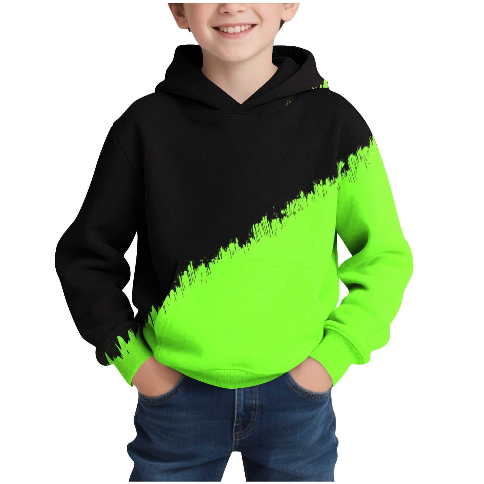FAHXNVB Boys Long Sleeve Hoodies Cool Color Block Soft Comfortable ...
