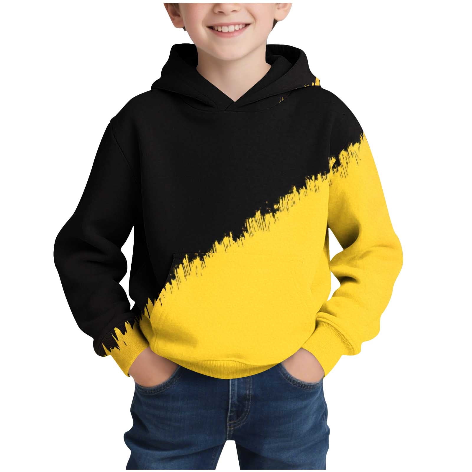 FAHXNVB Boys Long Sleeve Hoodies Cool Color Block Soft Comfortable ...