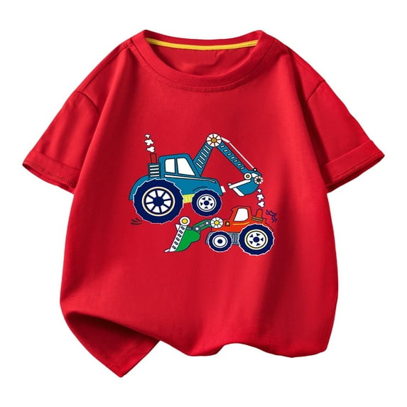 FAHXNVB Boys Summer Short Sleeve T-Shirts Crewneck Soft Cotton Cartoon ...