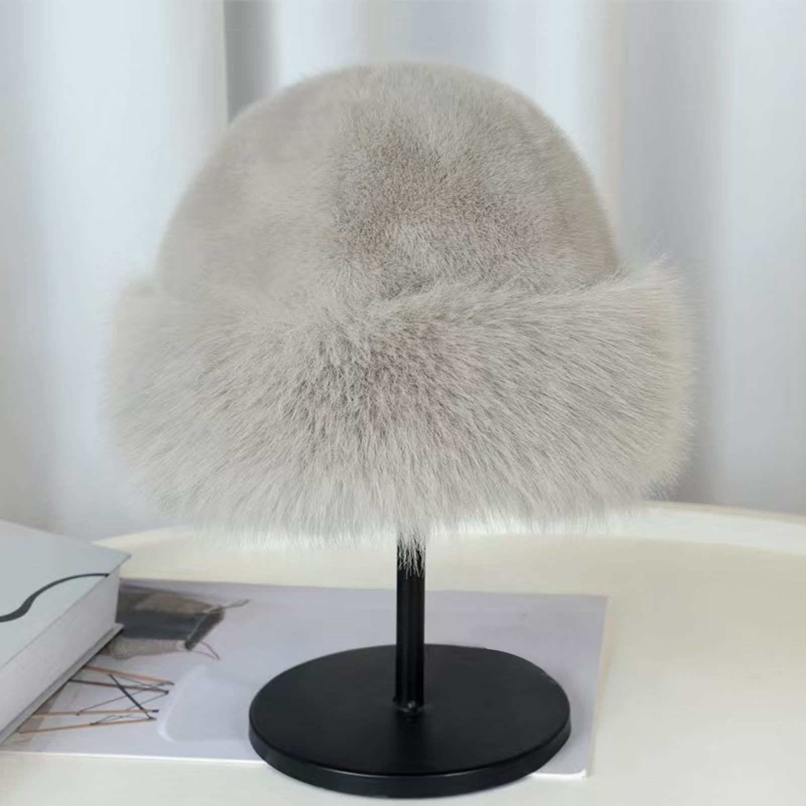 FAHXNVB Faux Fur Trimmed Beanie Hats for Women Fashion Russian Style ...