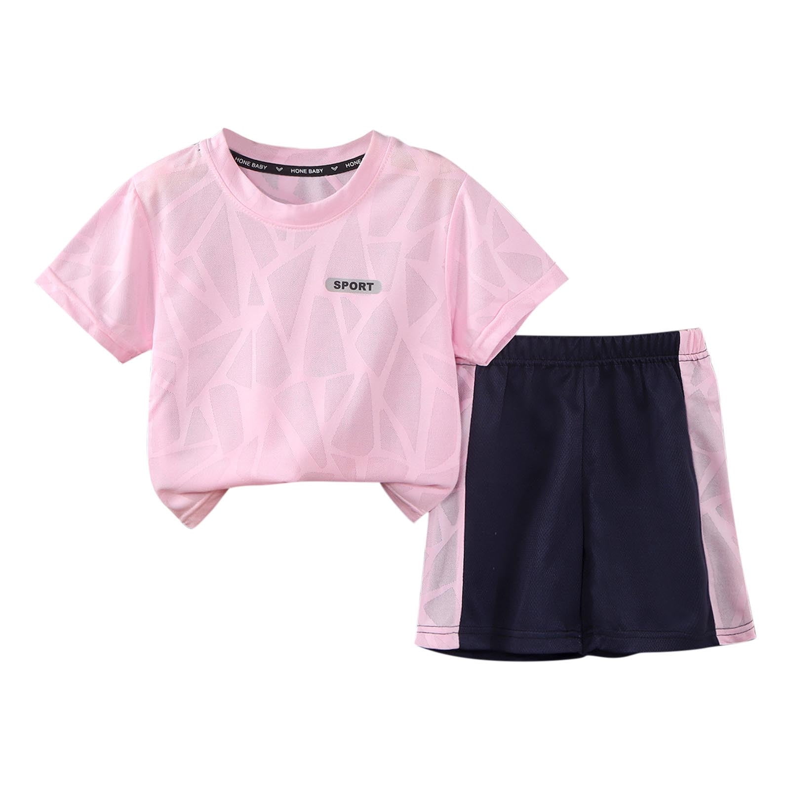 FAHXNVB Girls 2 Piece Outfits Solid Color Quick Dry Crewneck Shirts and ...