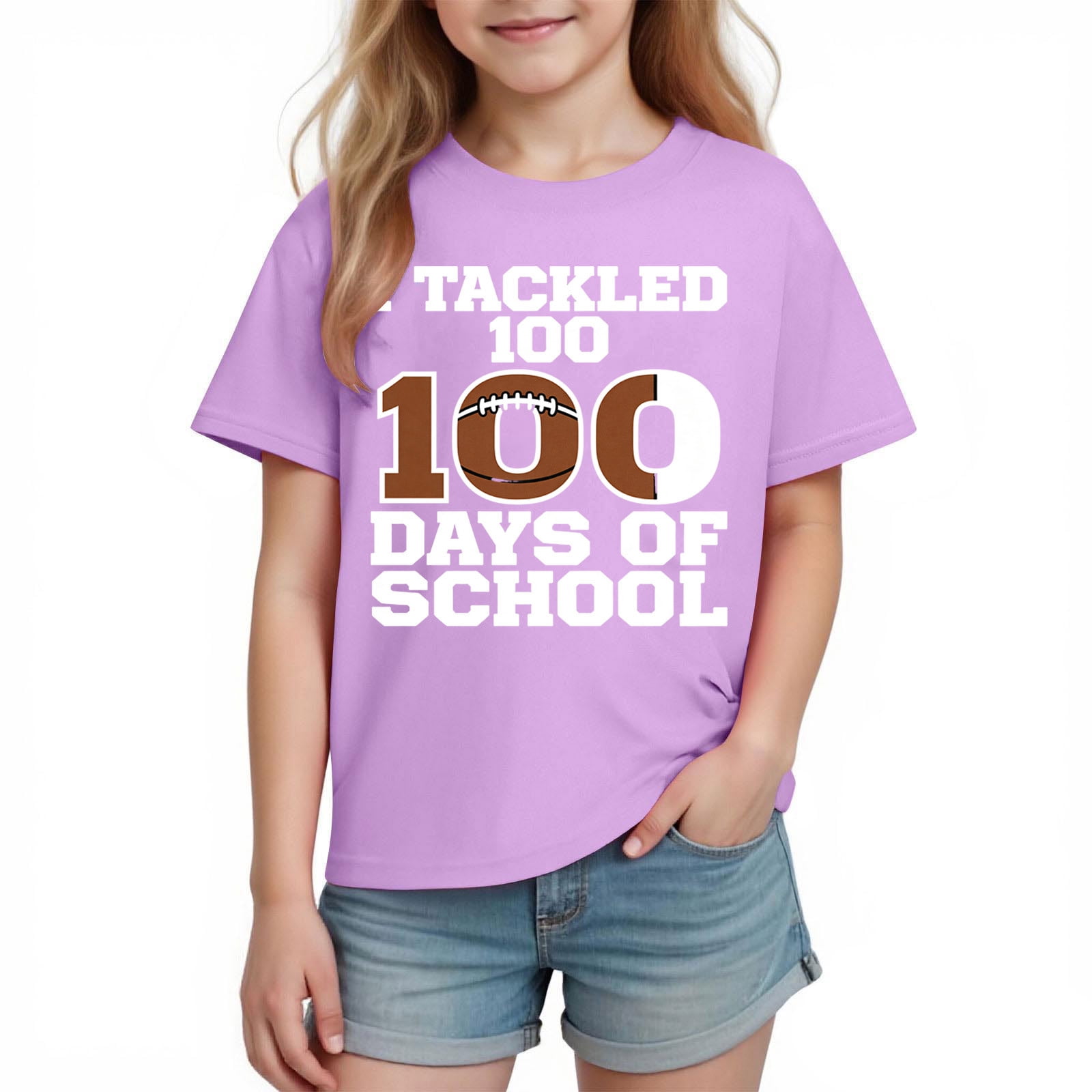 FAHXNVB Girls' Back To School T-Shirts Crewneck Soft Cotton Breathable ...